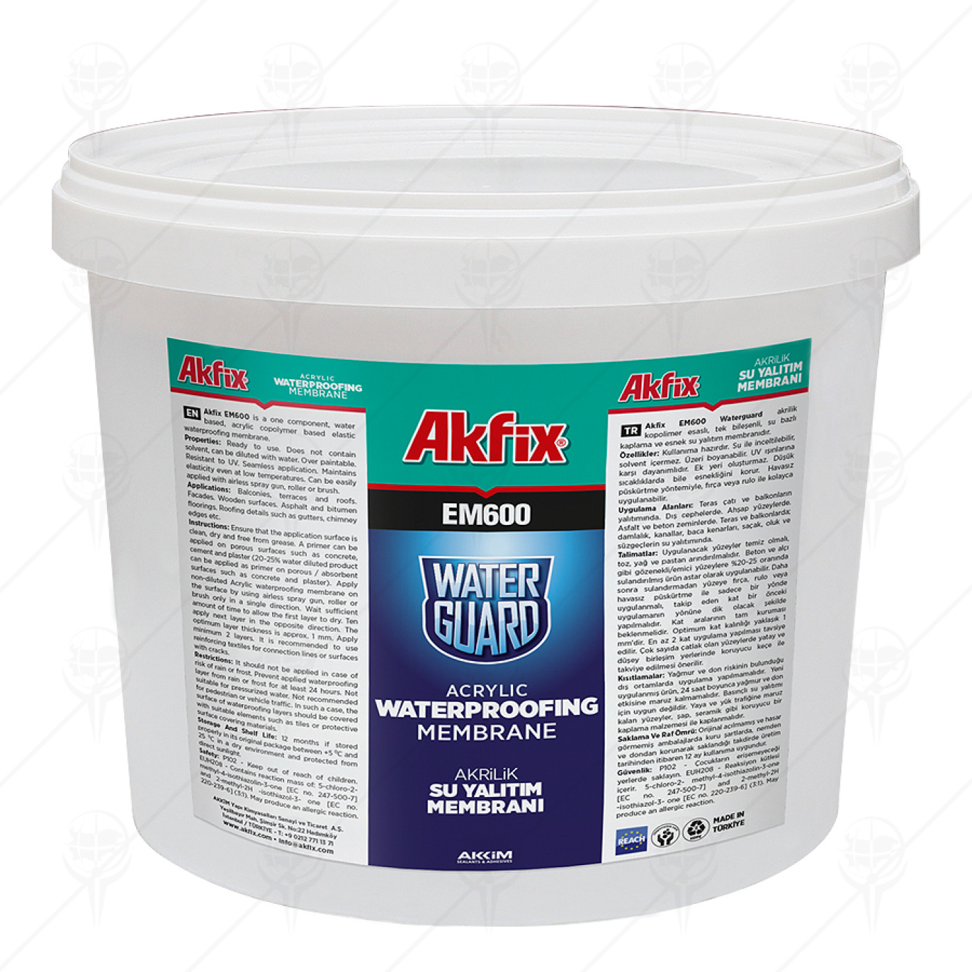 ACRYLIC MEMBRANE EM600 FOR WATERPROOFING 20 kg WHITE AKFIX